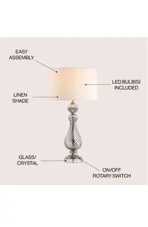JONATHAN Y Murano 32" Swirled Crystal/glass Led Table Lamp