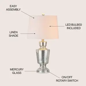 JONATHAN Y Olivia 26.5" Glass Led Table Lamp