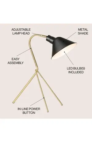 JONATHAN Y Mae 20.25" Brass Led Task Lamp