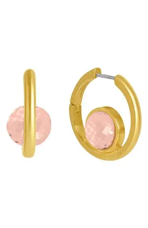 DEAN DAVIDSON Floating Morganite Huggie Hoop Earrings - Gold/ Morganite