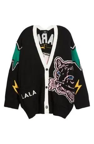Dressed In Lala Karma Panther Oversize Cardigan - Black | Editorialist