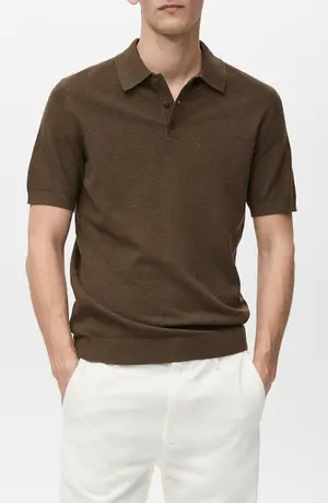 Mango Slim Fit Polo - Brown