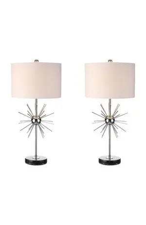 JONATHAN Y Aria 31.5" Metal/marble Led Table Lamp - Chrome