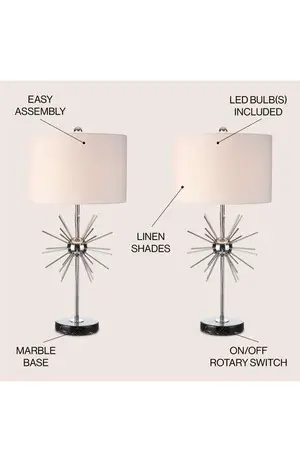 JONATHAN Y Aria 31.5" Metal/marble Led Table Lamp
