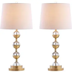 JONATHAN Y Avery 27.5" Crystal Led Table Lamp - Clear/brass Gold