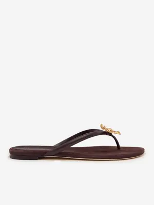 REFORMATION Onyx Thong Sandal - Espresso Suede Flower
