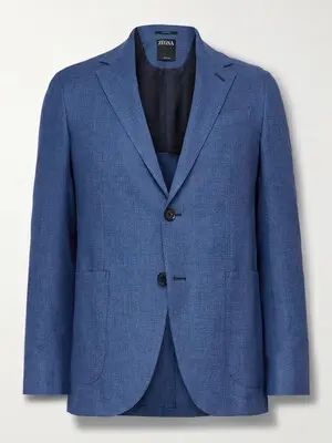 Zegna Oasi Linen Suit Jacket - Blue