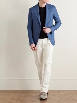 Zegna Oasi Linen Suit Jacket - Blue