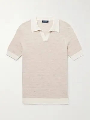 THOM SWEENEY Thom Sweeney - Slim-Fit Birdseye Cotton And Linen-Blend Polo Shirt - Men - Neutrals - XL