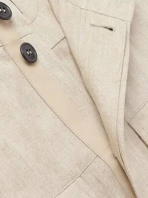 Zegna Leather-trimmed Linen Overshirt - Neutrals