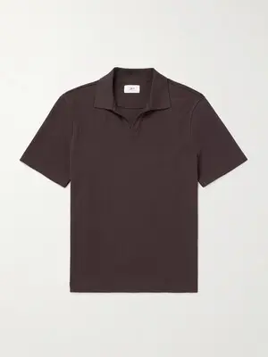 Mr P. Jonny Open-collar Pointelle-knit Cotton Polo Shirt