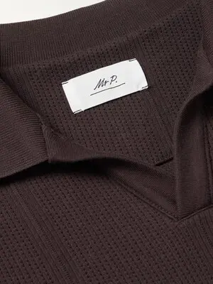 Mr P. Jonny Open-collar Pointelle-knit Cotton Polo Shirt