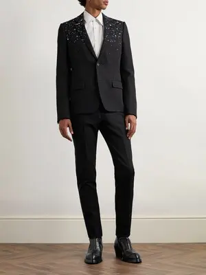 Alexander McQueen Slim-fit Crystal-embellished Wool Blazer