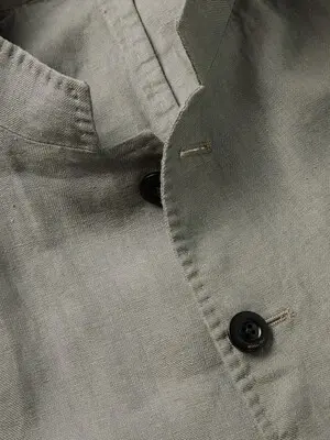 Boglioli Slim-fit Nehru-collar Herringbone Linen Jacket - Gray