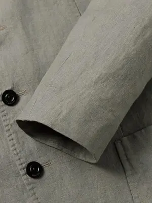 Boglioli Slim-fit Nehru-collar Herringbone Linen Jacket - Gray