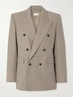 Saint Laurent Double-breasted Wool Blazer - Neutrals