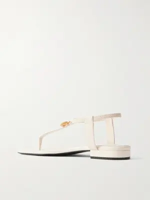 Loro Piana Mindil Embellished Leather Sandals - White