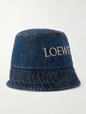 Loewe LOEWE Paula's Ibiza Embroidered Denim Bucket Hat Blue