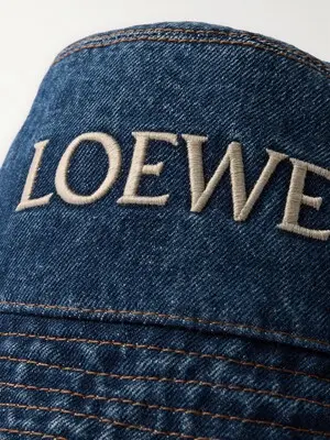 Loewe Embroidered Denim Bucket Hat - Blue