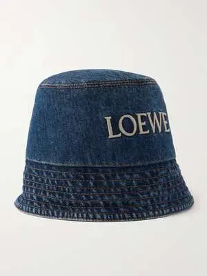 Loewe LOEWE Paula's Ibiza Embroidered Denim Bucket Hat Mid Denim