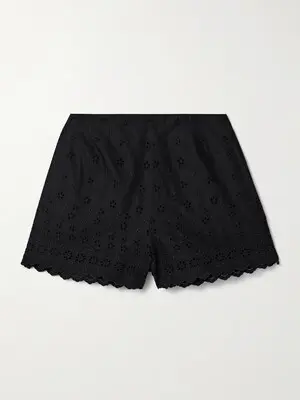 DÔEN Arbre Broderie Anglaise Cotton Shorts - Black