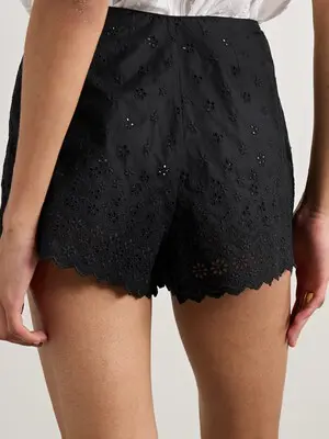 DÔEN Arbre Broderie Anglaise Cotton Shorts - Black
