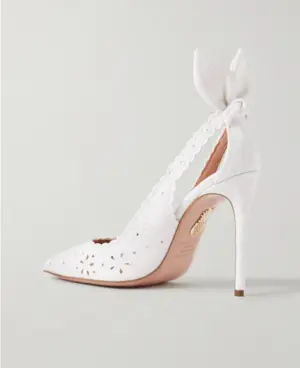 AQUAZZURA Bow Tie 105 Broderie Anglaise Pumps - White
