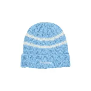 Supreme Brushed Stripe Beanie - Blue