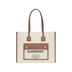 Burberry Two-tone Small Freya Tote - Tan