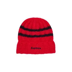 Supreme Brushed Stripe Beanie - Red