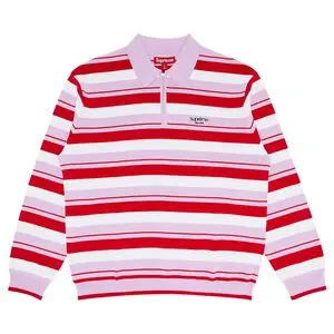 Supreme Stripe Zip Long-sleeve Polo 'light - Purple