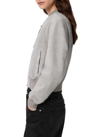 ALLSAINTS Orten Suede Bomber Jacket - Light Grey