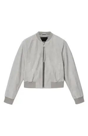 ALLSAINTS Orten Suede Bomber Jacket - Light Grey