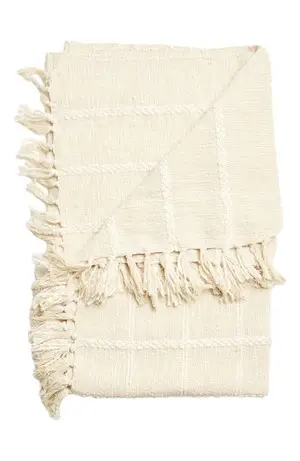 STUDIO VARIOUSLY Sea Shell Textured Checks Handloom Throw - White