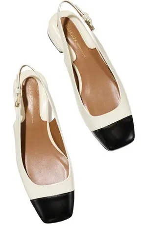 MARGAUX LONNBERG The Darcy Slingback Ballerinas - Cream And Black