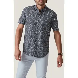 34 Heritage Field Floral Short Sleeve Button-up Shirt - Navy