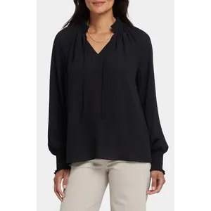 NYDJ Gemma Smocked Neck Top - Black