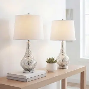 JONATHAN Y Darren 25.5" Glass Led Table Lamp - Mercury Silver