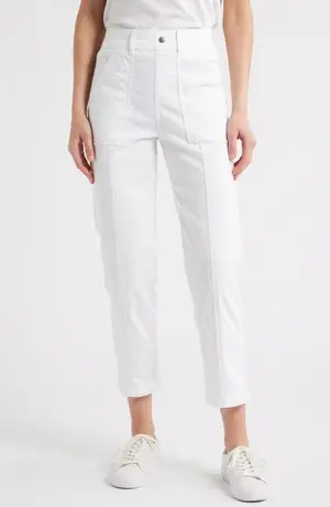 Hue Stretch Twill Utility Pants - White