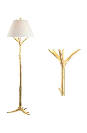 JONATHAN Y Arbor 63.5" Faux Bois Resin Led Floor Lamp - Gold Leaf