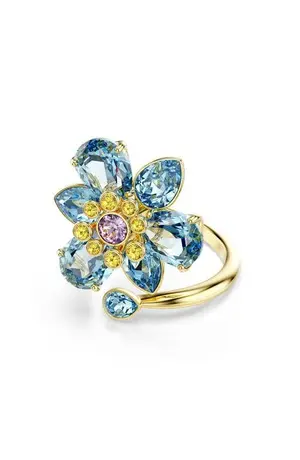 SWAROVSKI Idylla Crystal Flower Open Ring - Blue
