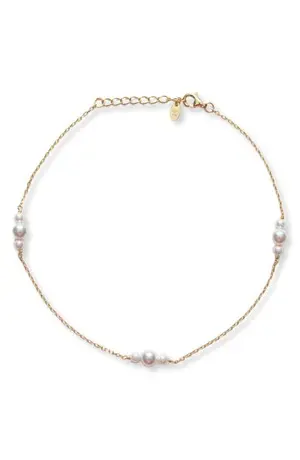 Argento Vivo Faux Pearl Station Anklet - Gold