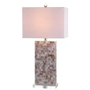 JONATHAN Y Cannon 29" Seashell And Crystal Led Table Lamp - Natural/clear