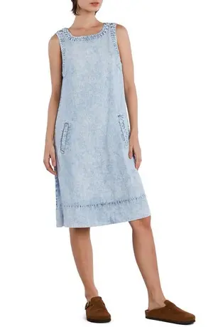 WASH LAB DENIM Little Denim Shift Dress - Bleach Denim