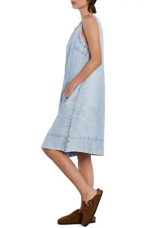 WASH LAB DENIM Little Denim Shift Dress - Bleach Denim