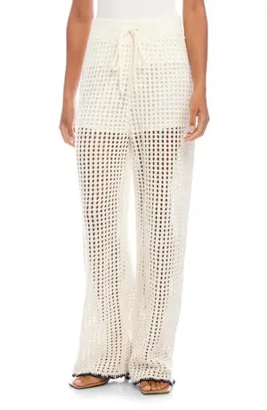 Fifteen Twenty Gianna Open Knit Pants - Off White/ Navy