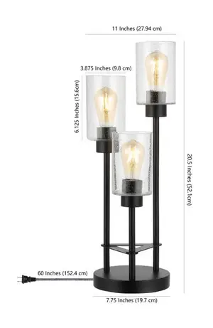 JONATHAN Y Axel Modern 3-light Iron/seeded Glass Modern Industrial Led Table Lamp