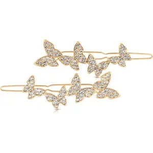 Ettika Set Of 2 Crystal Butterfly Barrettes - Gold