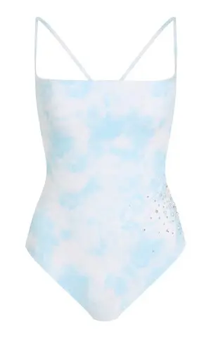 DES_PHEMMES Exclusive Riviera Embellished One-piece Swimsuit - Blue