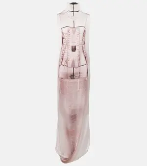JEAN PAUL GAULTIER Sleeveless Draped Satin Maxi Dress - Pink